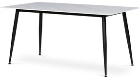 AUTRONIC Stůl jídelní 160x90x76 cm, deska slinutý kámen v imitaci matného mramoru, černé kovové nohy HT-406M WT