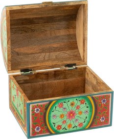 Dřevěná barevná truhla Mumbai mango wood - 28*23*23 cm