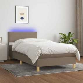 Box spring postel s matrací a LED taupe 90x200 cm textil,  3133529