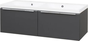 Mereo Mereo, Mailo, koupelnová skříňka s umyvadlem z litého mramoru 121 cm, bílá, dub, antracit, CN538M