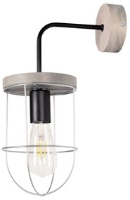 Nástěnné svítidlo NETUNO, 1xMax. 25W, stříbrné kovové stínítko, šedě mořená borovice, B