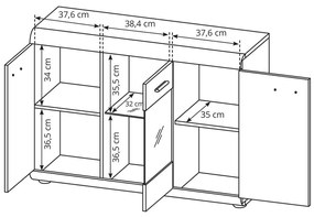 Obývací stěna LINK s | 6 dílů | 298 + 120 + 120x60 cm | sonoma