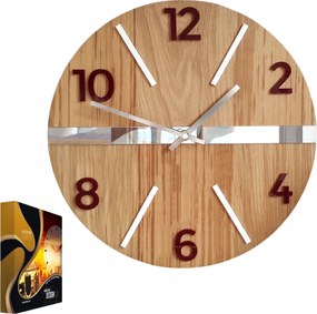 Nástěnné hodiny Dřevěné Dubové Akrylové Luxurry Wood Kulatý Křemenné