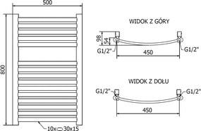 Mexen Helios elektrický radiátor 800 x 500 mm, 300 W, zlatý - W103-0800-500-2300-50