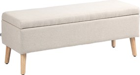 HOMCOM Lavice Čalouněná lavice s úložným prostorem 110 x 39 x 45 cm v béžové barvě se vzhledem lnu do předsíně ložnice obývacího pokoje z kaučukového…