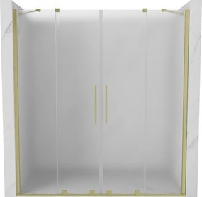 Mexen Velar Duo, posuvné sprchové dveře do otvoru 180 cm, 8mm sklo námraza, zlatá matná, 871-180-000-32-55