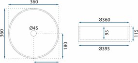 Rea Suri, skleněné umyvadlo na desku 360x360x115 mm, amber-hnědá, REA-U3613