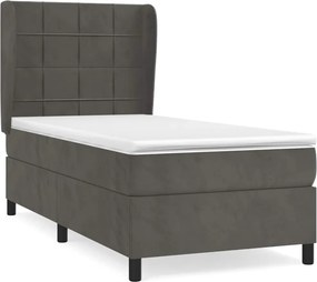 Box spring postel s matrací tmavě šedá 100x200 cm samet 3129196