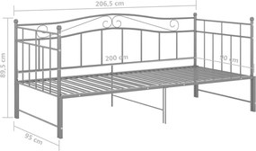 vidaXL Rám vysouvací postele/pohovky kovový 90 x 200 cm [324784] Barva: Šedá