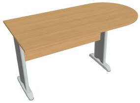 Stůl jednací oblouk 160 cm - Hobis Cross CP 1600 1 Dekor stolové desky: buk, Dekor lamino podnože: buk, Barva nohou: Stříbrná