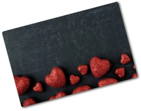 Wallmuralia Kuchyňská deska velká skleněná Srdce na tabuli 80x52 cm