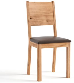 Dubová židle Prato s čalouněným potahem z hnědé ekokůže