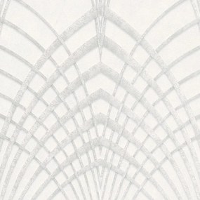 Vliesové tapety na zeď IMPOL Modernista 32277, Art Deco stříbrná na bílém podkladu, rozměr 10,05 m x 0,53 m, Marburg