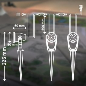 BRI 3919035 CONNECT TO SHINE prodlužovací sada Lilis sada 3ks LED zahradních bodových svítidel, IP65 - BRILONER