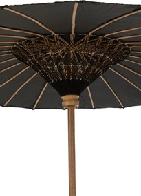 Černý slunečník s dřevěnou tyčí Lorie Wood - ∅ 200*260 cm