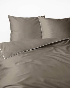 Detexpol Saténové povlečení 160x200 taupe s lemováním Mako Satin 62