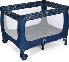 Costway 2 v 1 Cestovní postýlka a ohrádka – 125 × 65 × 76 cm, modrý