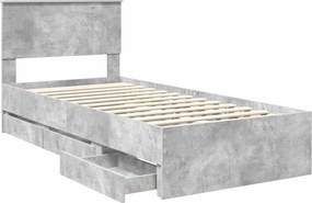 Rám postele s čelo Betonově šedá 90 x 200 cm Inženýrské dřevo 3410745