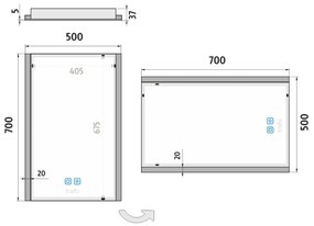 Nimco LED zrcadlo 500x700 se dvěma dotykovými senzory - ZP 11001VX
