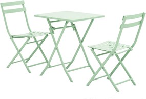 Skládací bistro zahradní set Outsunny - čtvercový stůl rozměrů 60D x 60Š x 71V cm se 2 židlemi - zelený, voděodolný, práškově lakovaný kov | Aosom