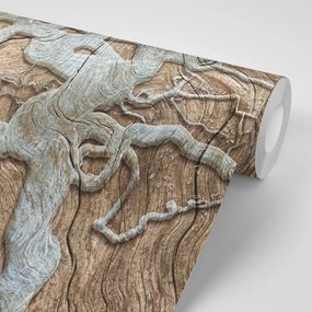 Tapeta abstraktní strom na dřevě v béžovém
