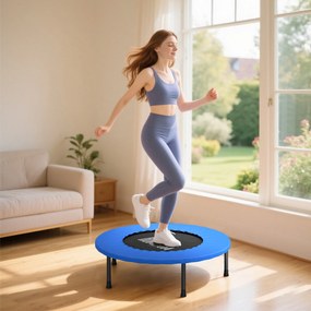 HOMCOM Fitness Trampolína Ø81 cm, Ocelová Trampolína se Zabezpečovací Podložkou a 28 Jary pro Vnitřní a Vnější Cvičení, Nosnost 100 kg, 81x81x22,5 cm…