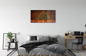 akrylový obraz Vánoční osvětlení dekorace dárky 100x50 cm