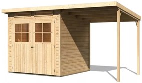 Dřevěný zahradní domek GLUCKSBURG 4 s přístřeškem 190 Lanitplast Přírodní dřevo