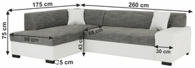 Kondela Sedací souprava, bílá/šedý melír, ľavá,MINERVA