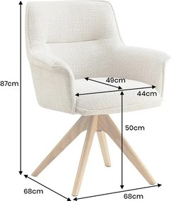 Designová otočná židle Kahikilani béžová / dub