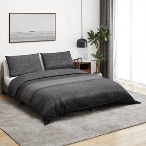 vidaXL Sada ložního prádla 140 x 200 cm bavlna [136170] Barva: Tmavě šedá a černá