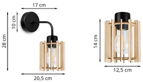 Nástěnné svítidlo Timber 7, 1x dřevěné stínítko, kf
