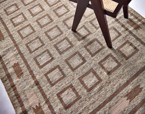 Diamond Carpets India, Ručně vázaný kusový koberec Guggenheim DESP P81 Brown Natural, 80x150, hnědá, chodba / předsíň