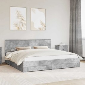 Rám postele s čelo Betonově šedá 200 x 200 cm Kompozitní dřevo 3410857