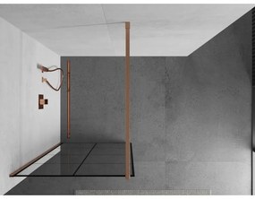 Mexen Kioto, sprchová zástěna Walk-In 70 x 200 cm, 8mm čiré sklo černý vzor, ​​měděný matný profil, 800-070-101-65-77