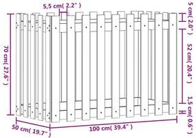 Vyvýšený záhon plotový design 100 x 50 x 70 cm masivní borovice,  832482