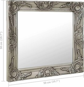 Nástěnné zrcadlo barokní styl 50 x 50 cm stříbrné 320314