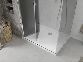 Mexen Lima, sprchový kout se skládacími dveřmi 70 (dveře) x 80 (stěna) cm, 6mm šedé sklo, chromový profil + slim sprchová vanička bílá + chromový sifon, 856-070-080-01-40-4010