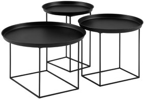OnaDnes -20% Set tří černých kovových konferenčních stolků MICADONI ATACA 63/50 /43 cm