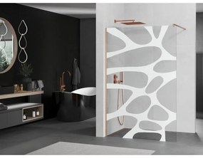 Mexen Kioto, sprchová zástěna Walk-In 100 x 200 cm, 8mm čiré sklo bílý vzor, ​​měděný matný profil, 800-100-101-65-97