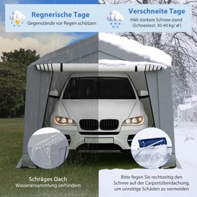 Costway Garážový stan Velký přístřešek pro auto Garáž s dveřmi Přístřešek