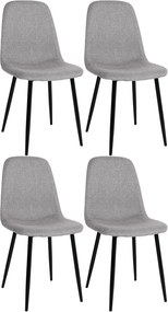 Jídelní židle Shipley - 4 ks - látkové čalounění | světle šedé