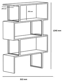 Knihovna v dekoru dubového dřeva s černými detaily Adriana Black