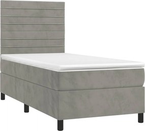Box spring postel s matrací světle šedá 90x190 cm samet 3143055