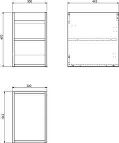 Mexen Box-A korpus skříňky pod umyvadlo 30 cm, bílý lesk - 91AX1-0300-470-1-00