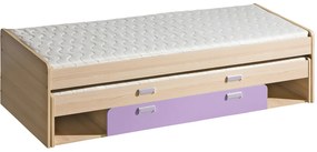 Patrová postel s úložným prostorem LOREN LR16 jasan / fialová