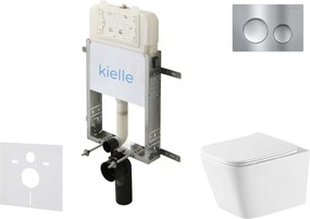 kielle Genesis New - Set předstěnové instalace, klozetu Arkas I, Vortex Rimless+, sedátka softclose a tlačítka Gemini New I, lesklý chrom 30528SZ74
