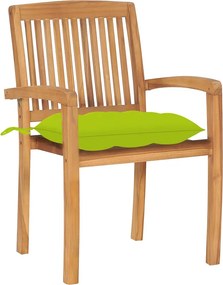 Zahradní židle 2 ks jasně zelené podušky masivní teak 3063278