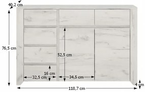 Kondela Komoda typ 42, bílá craft, ANGEL