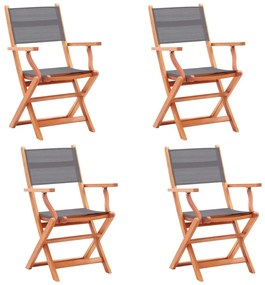 Skládací zahradní židle 4 ks šedé masivní eukalyptus a textilen - Default Title